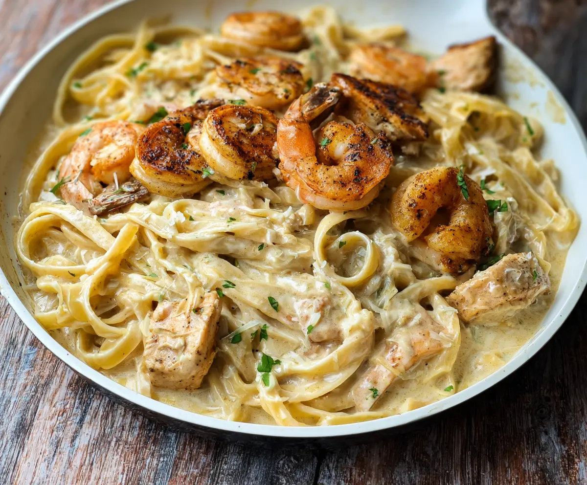 Cajun Chicken and Shrimp Alfredo - Food From My Heart
