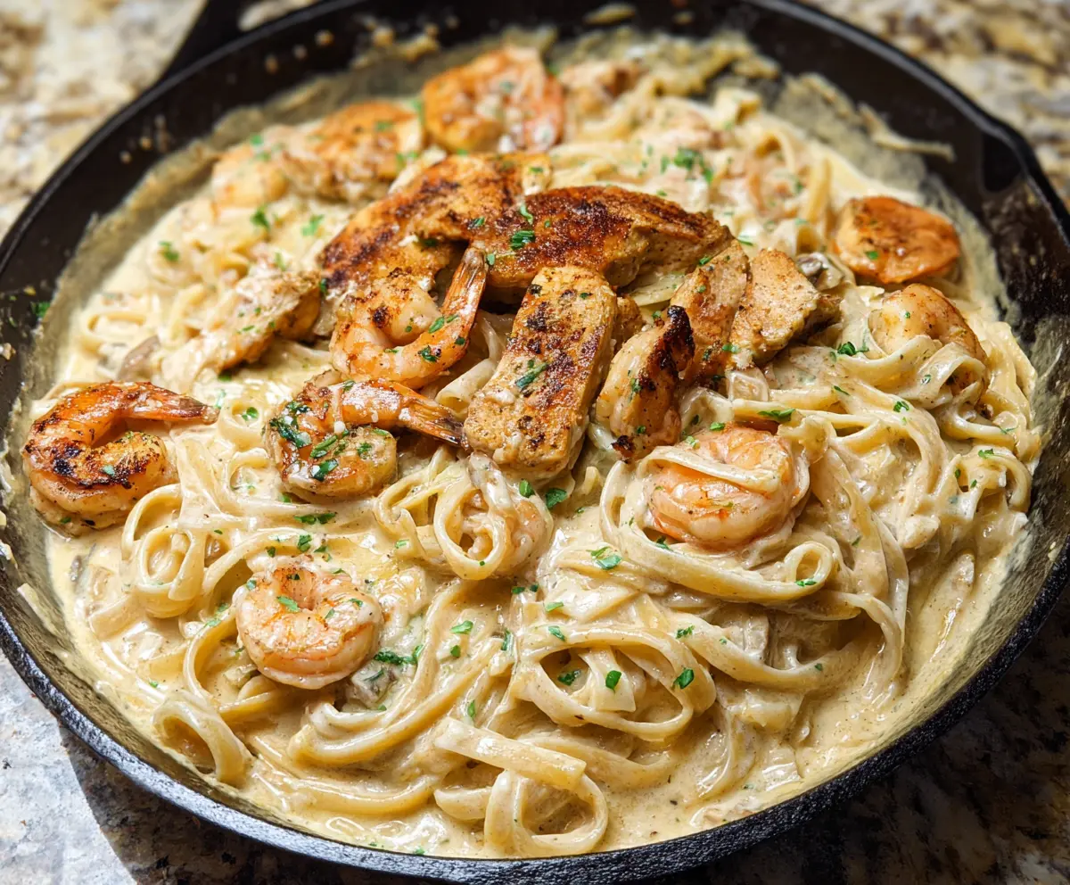 Cajun Chicken and Shrimp Alfredo - Food From My Heart