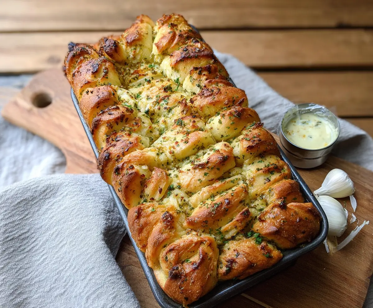 Sourdough Discard Garlic Pull Apart Bread - Food From My Heart