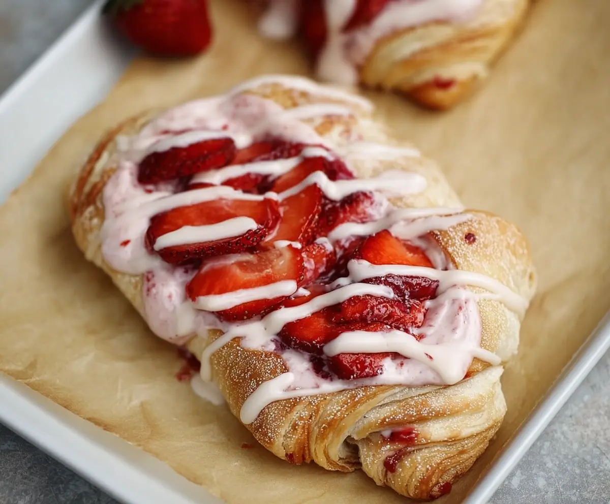 Valentines desserts : Vegan Strawberry Cream Danish - Food From My Heart